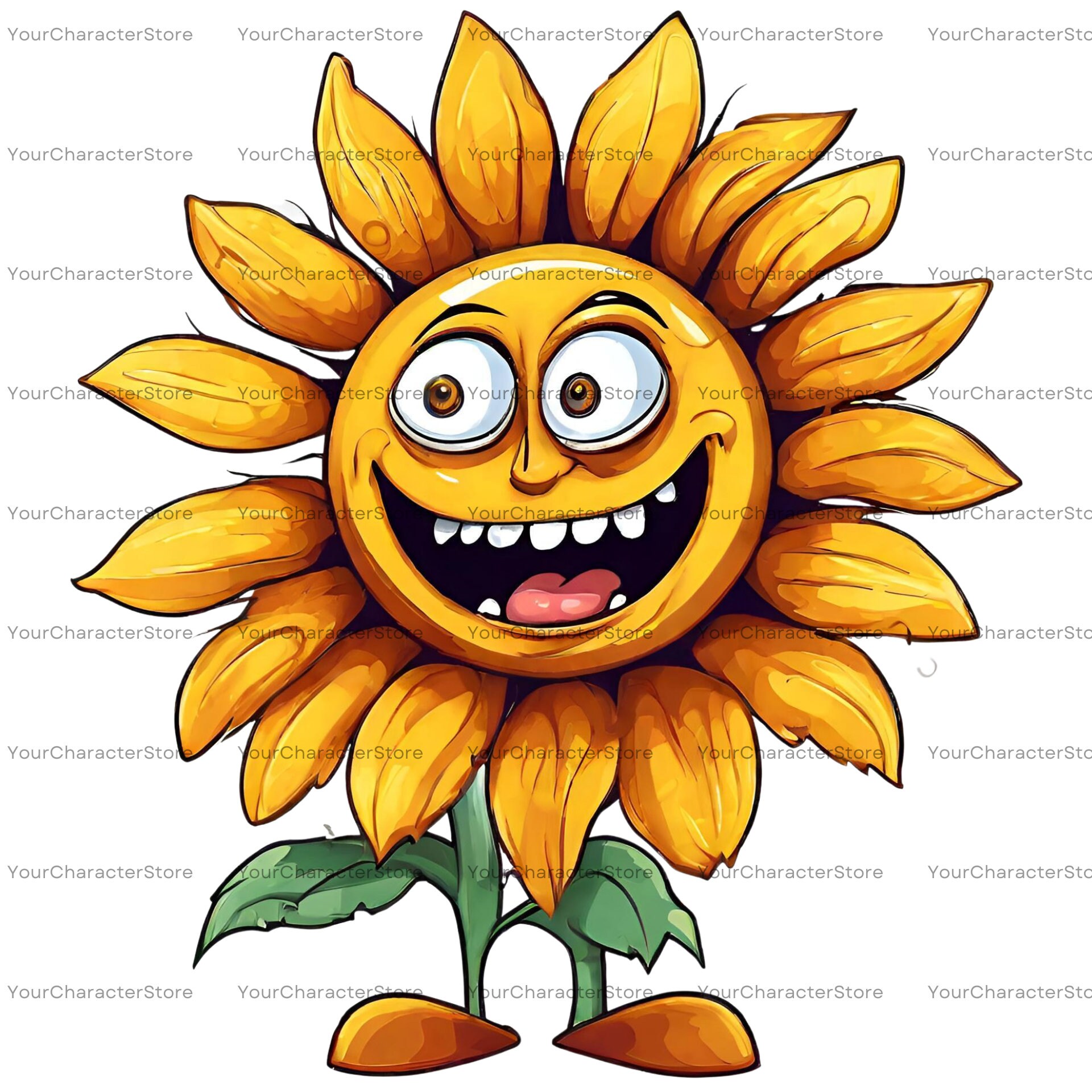 Angry Sunflower Character PNG Jpg | Halloween PNG Jpg | Flower Clipart ...
