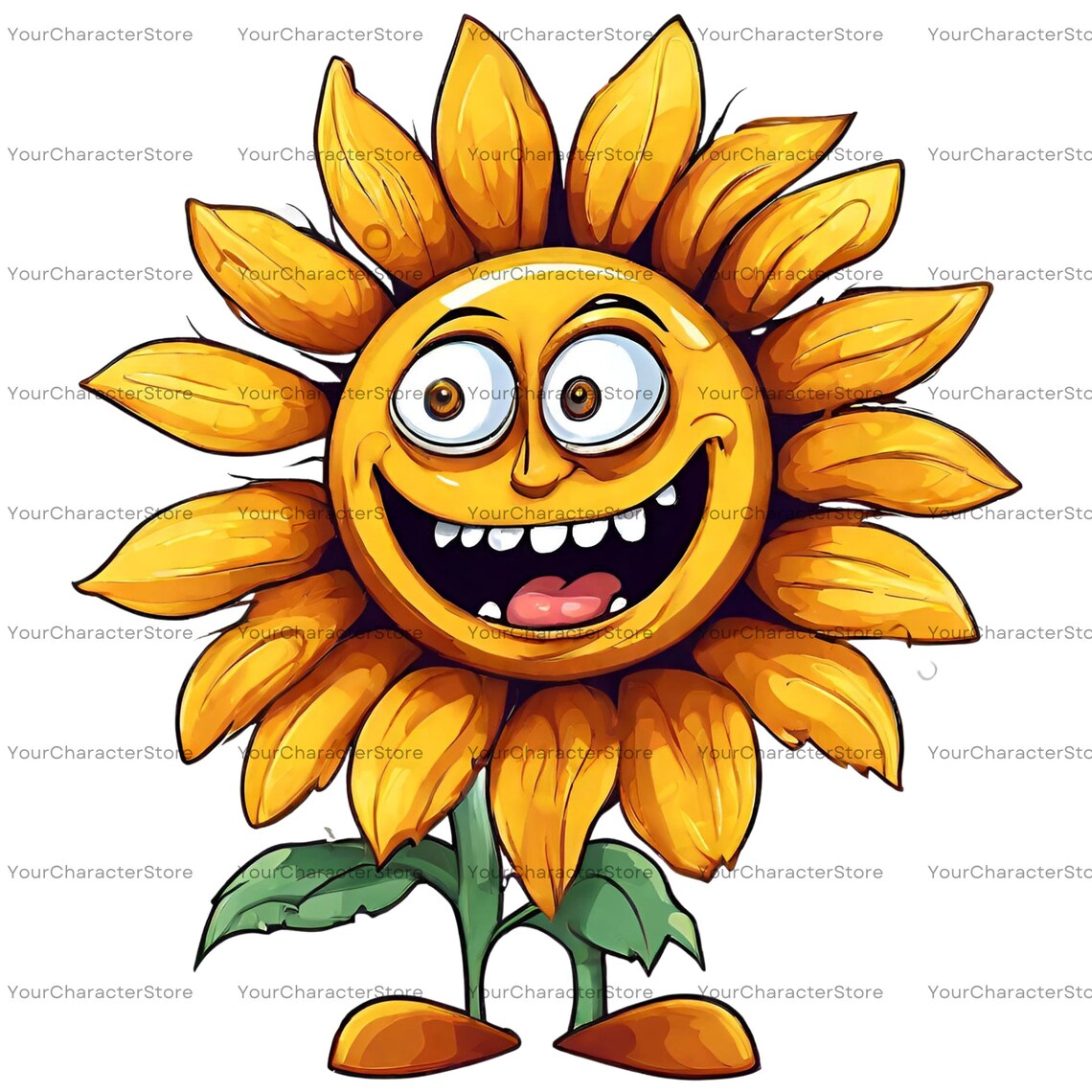 Angry Sunflower Character PNG Jpg | Halloween PNG Jpg | Flower Clipart ...