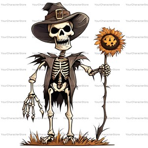 Skeleton Scarecrow Character PNG Jpg Halloween PNG Jpg Skeleton Clipart ...