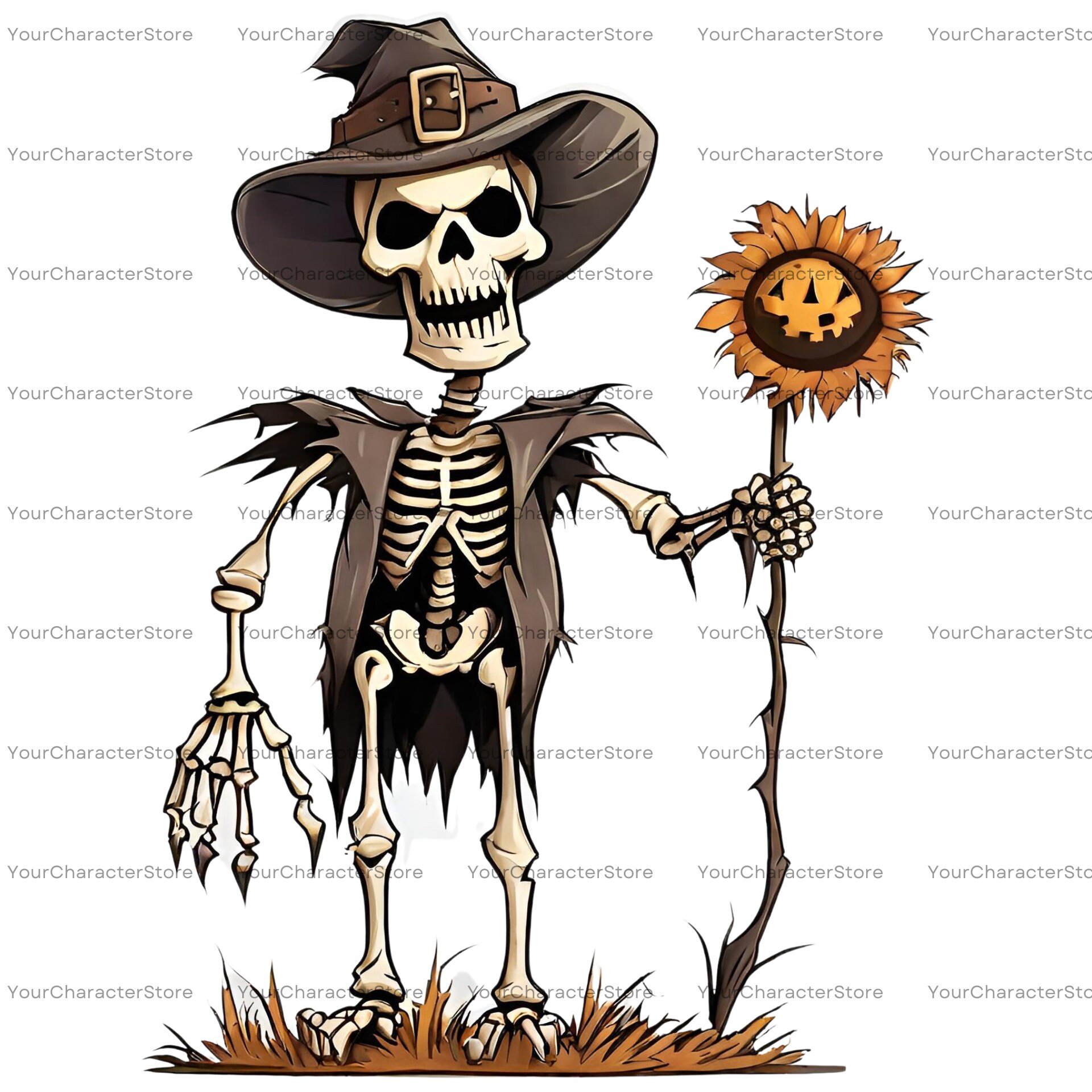 Skeleton Scarecrow Character PNG Jpg Halloween PNG Jpg - Etsy