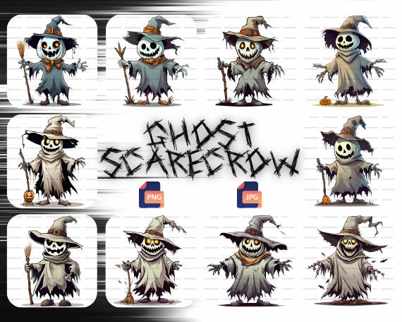 Ghost Scarecrow Character PNG Jpg Halloween PNG Jpg Ghost Clipart Ghost ...