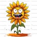 Angry Sunflower Character PNG Jpg | Halloween PNG Jpg | Flower Clipart ...