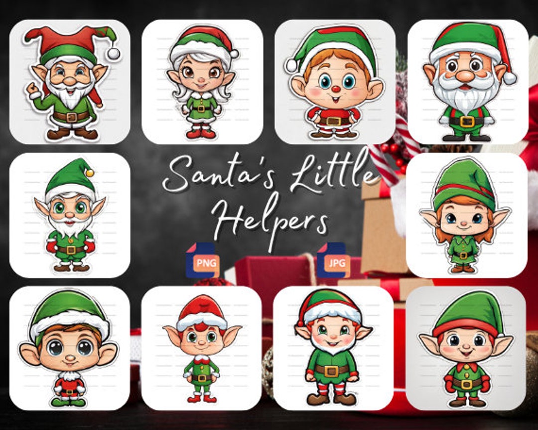 Santa's Little Helper Cartoon Character PNG Jpg Elf PNG Jpg Santa ...