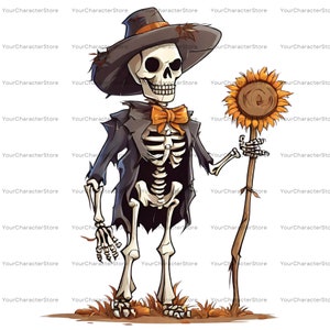 Skeleton Scarecrow Character PNG Jpg Halloween PNG Jpg Skeleton Clipart ...