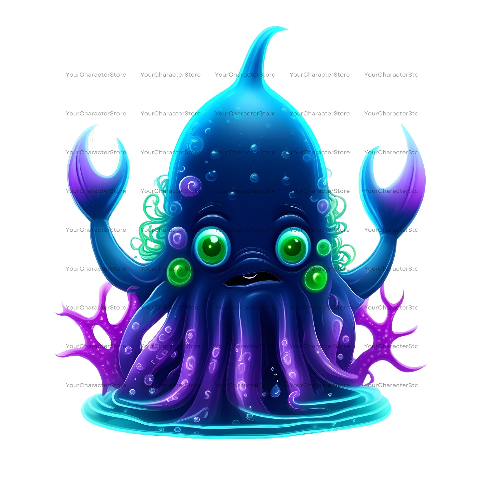 Mythical Deep Sea Creatures Cartoon Character PNG Jpg | Mythical PNG ...