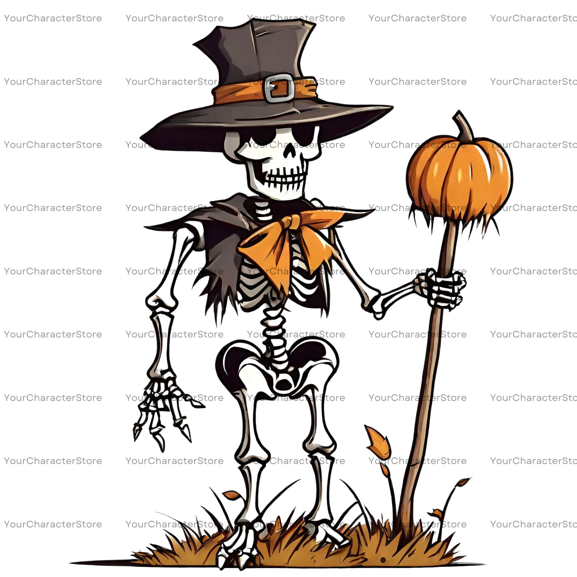 Skeleton Scarecrow Character PNG Jpg Halloween PNG Jpg Skeleton Clipart ...