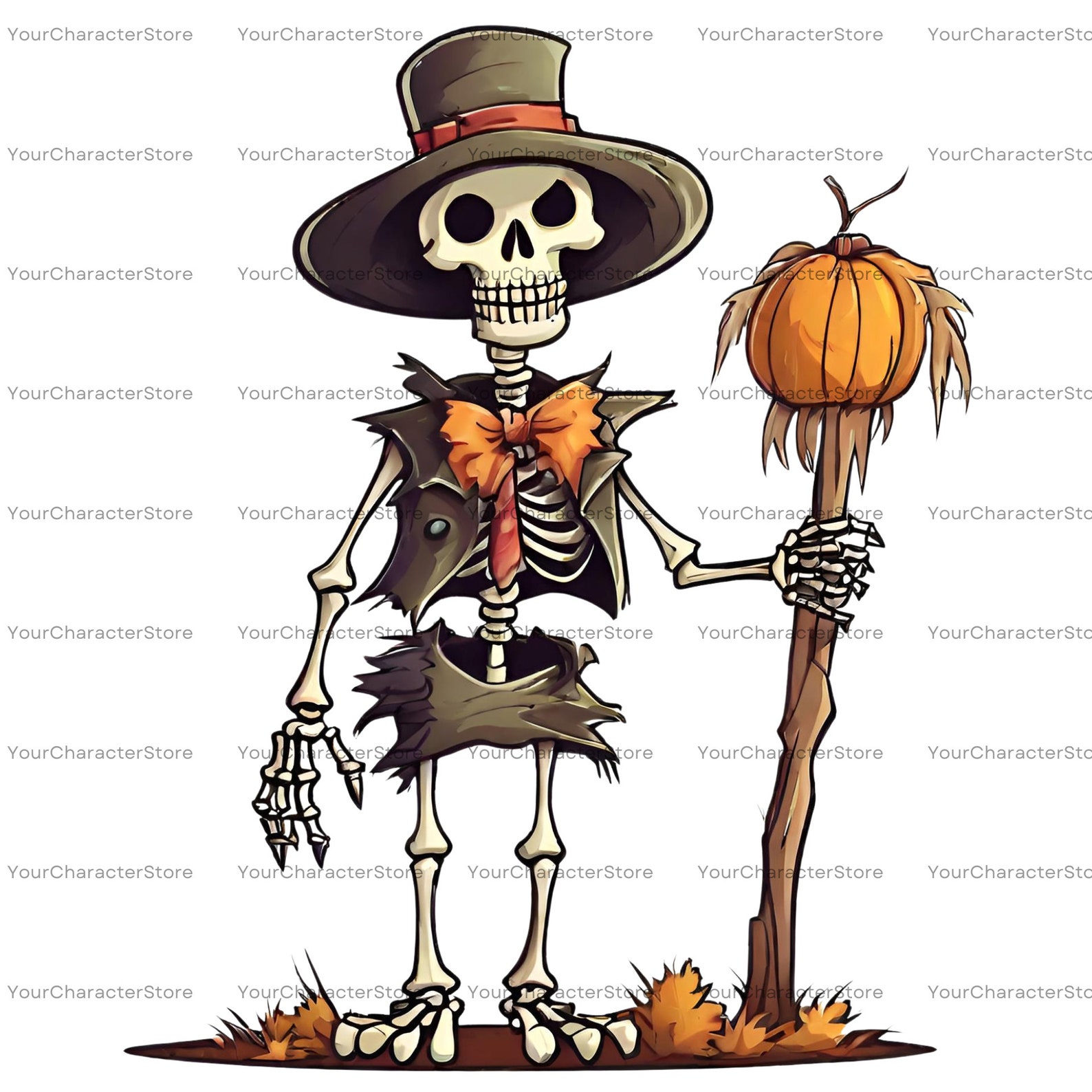 Skeleton Scarecrow Character PNG Jpg Halloween PNG Jpg Skeleton Clipart ...