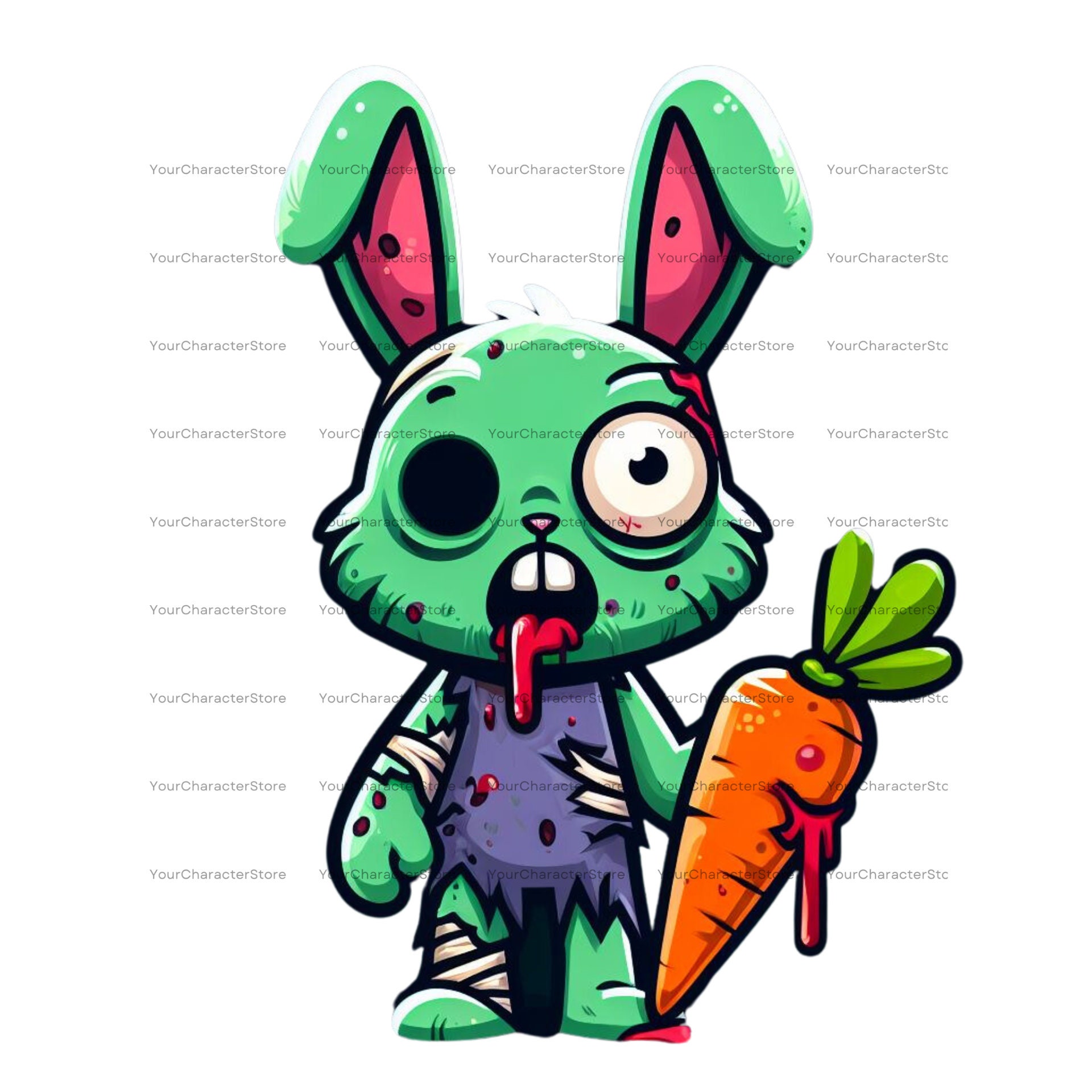 Zombie Bunny Rabbit Character PNG Jpg Halloween PNG Jpg - Etsy