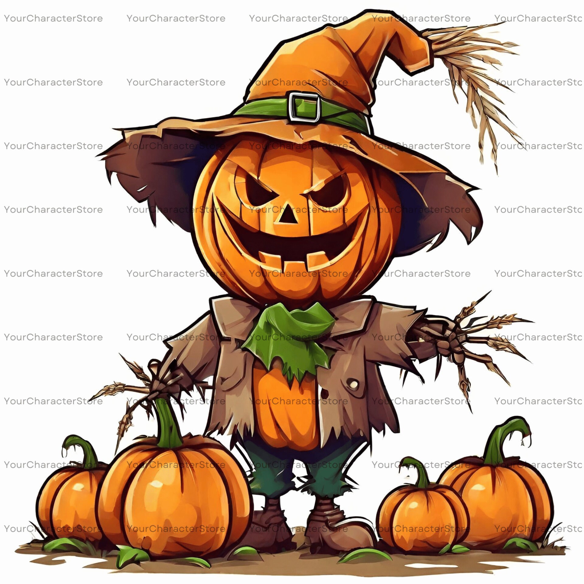 Pumpkin Scarecrow Character PNG Jpg Halloween PNG Jpg Pumpkin Clipart ...