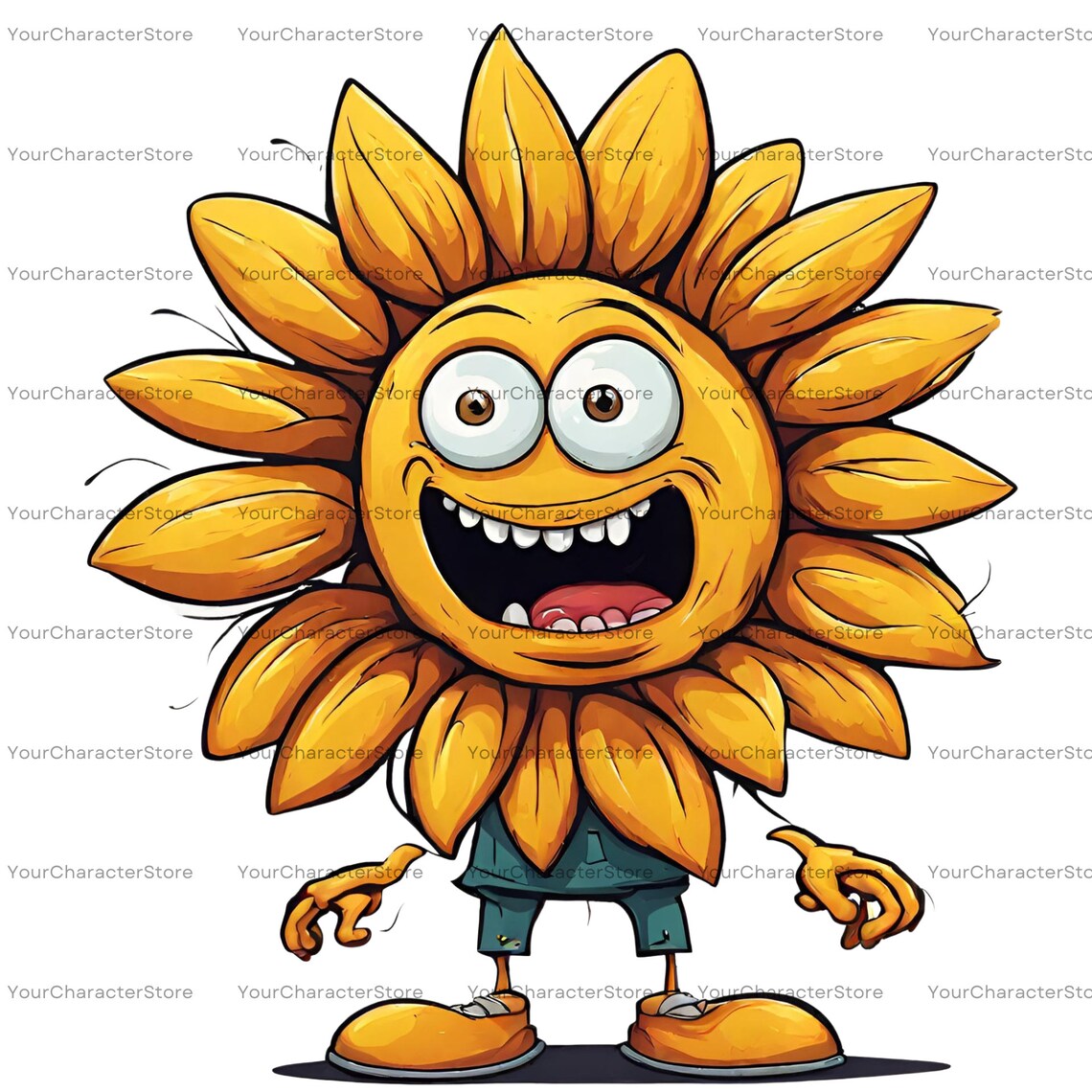 Angry Sunflower Character PNG Jpg | Halloween PNG Jpg | Flower Clipart ...