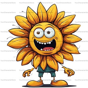 Angry Sunflower Character PNG Jpg | Halloween PNG Jpg | Flower Clipart ...