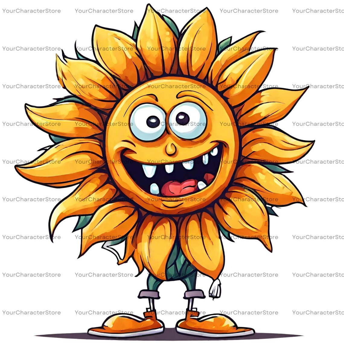 Angry Sunflower Character PNG Jpg | Halloween PNG Jpg | Flower Clipart ...