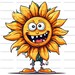 Angry Sunflower Character PNG Jpg | Halloween PNG Jpg | Flower Clipart ...
