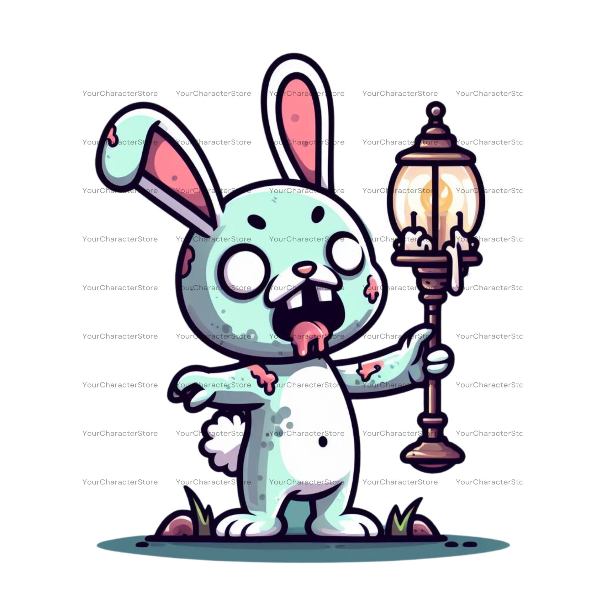 Zombie Bunny Rabbit Character PNG Jpg Halloween PNG Jpg - Etsy