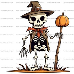 Skeleton Scarecrow Character PNG Jpg Halloween PNG Jpg Skeleton Clipart ...