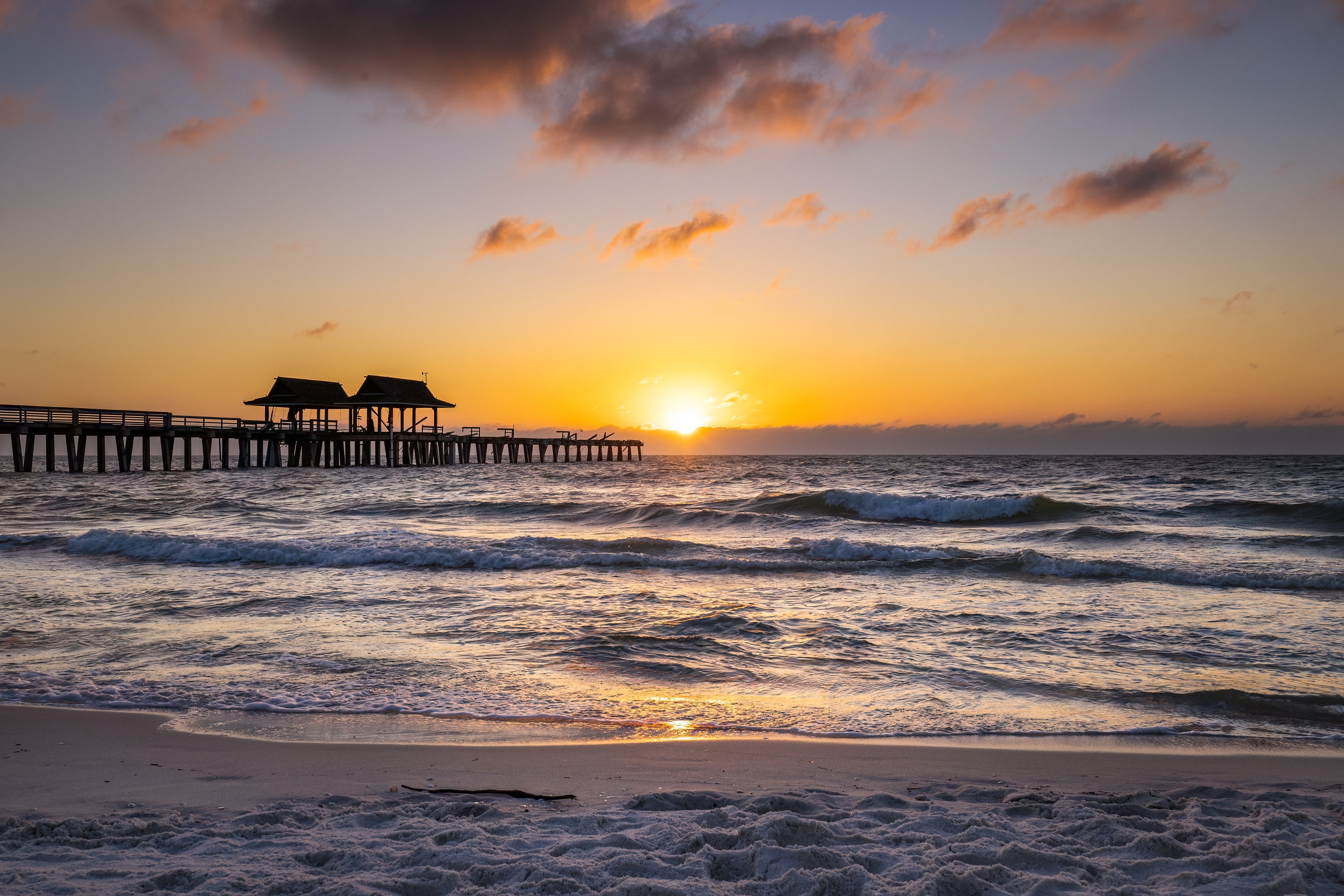 Naples Beach Pier Sunset Photography - Florida Coastal Wall Art - Etsy