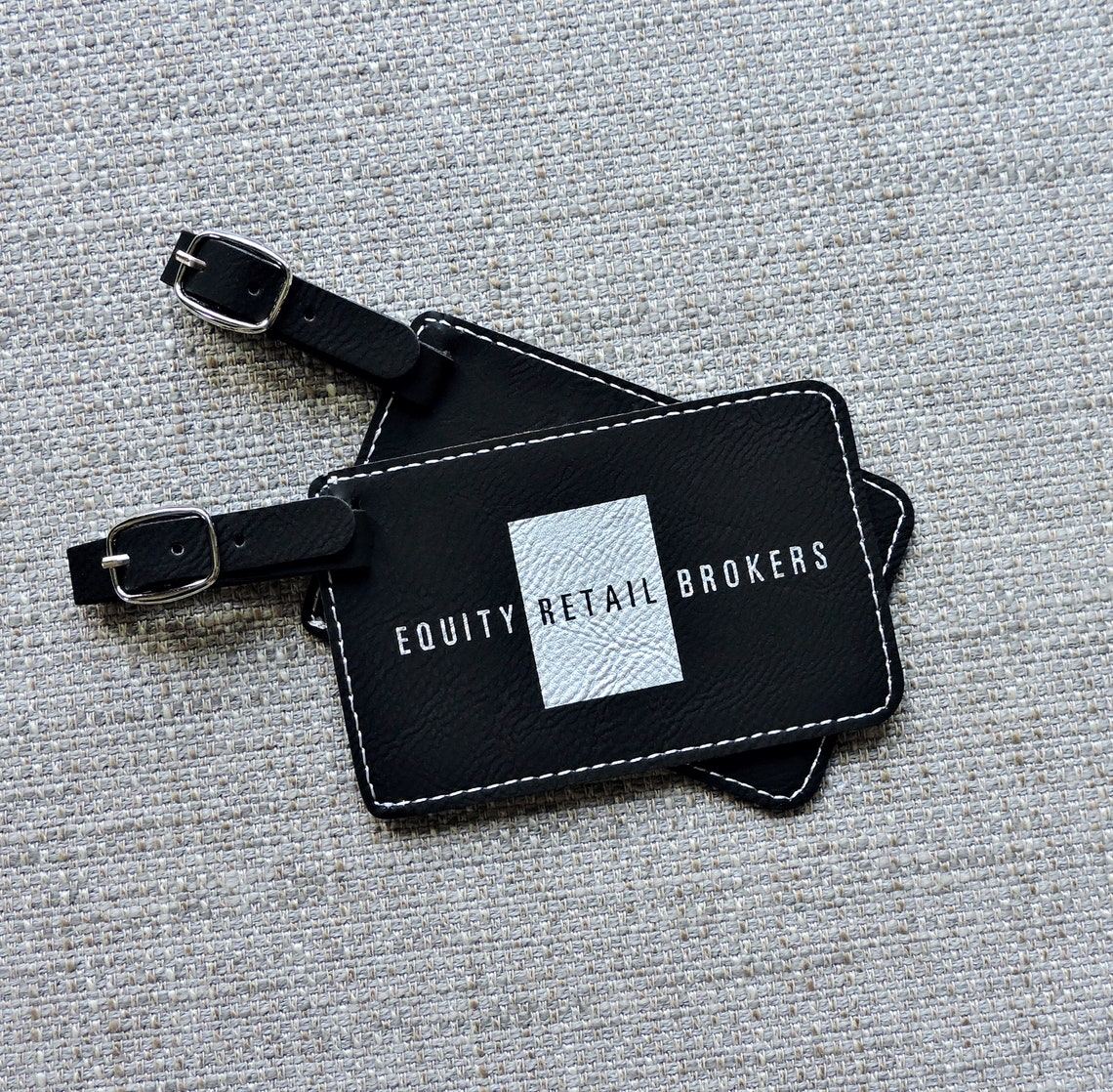 Custom Logo Luggage Tags, Red Bag Tags Engraves Black With Company Logo ...