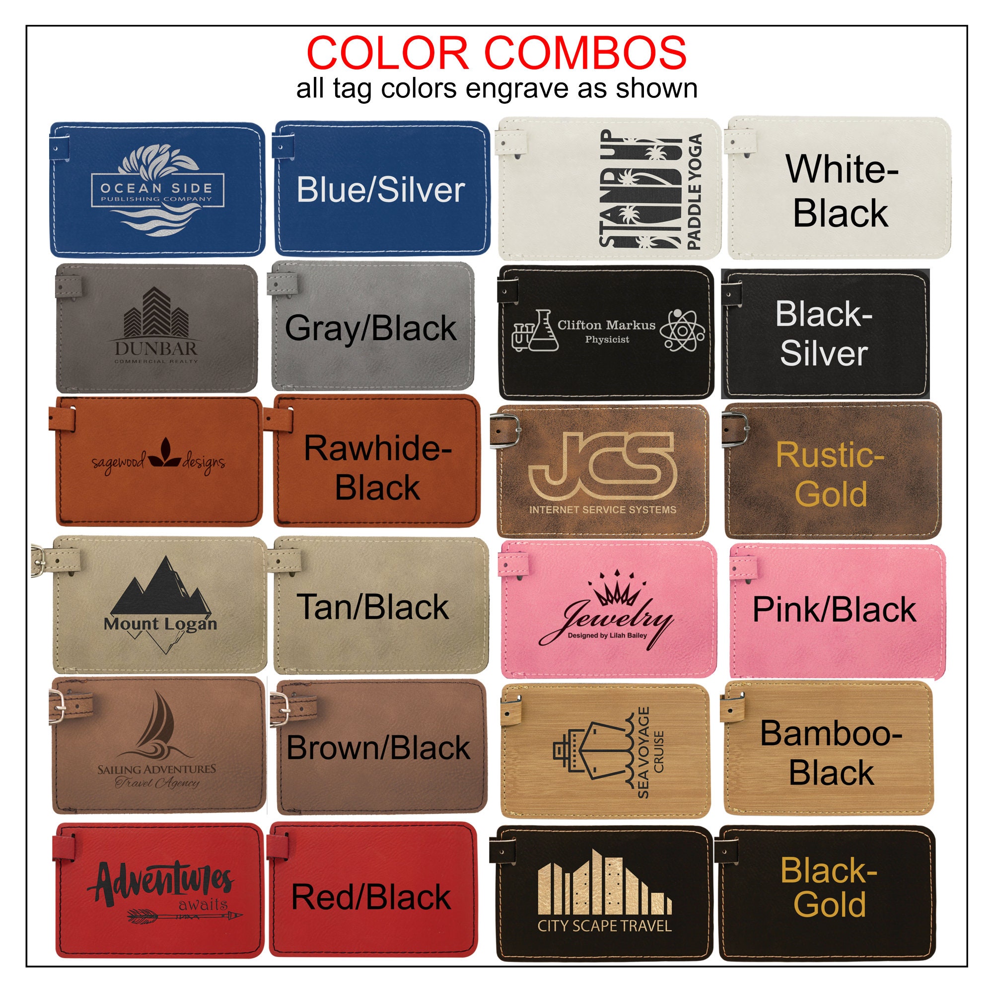 Custom Logo Luggage Tags, Red Bag Tags Engraves Black With Company Logo ...