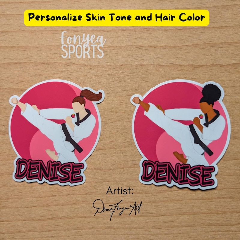 Taekwondo Name Sticker - Etsy