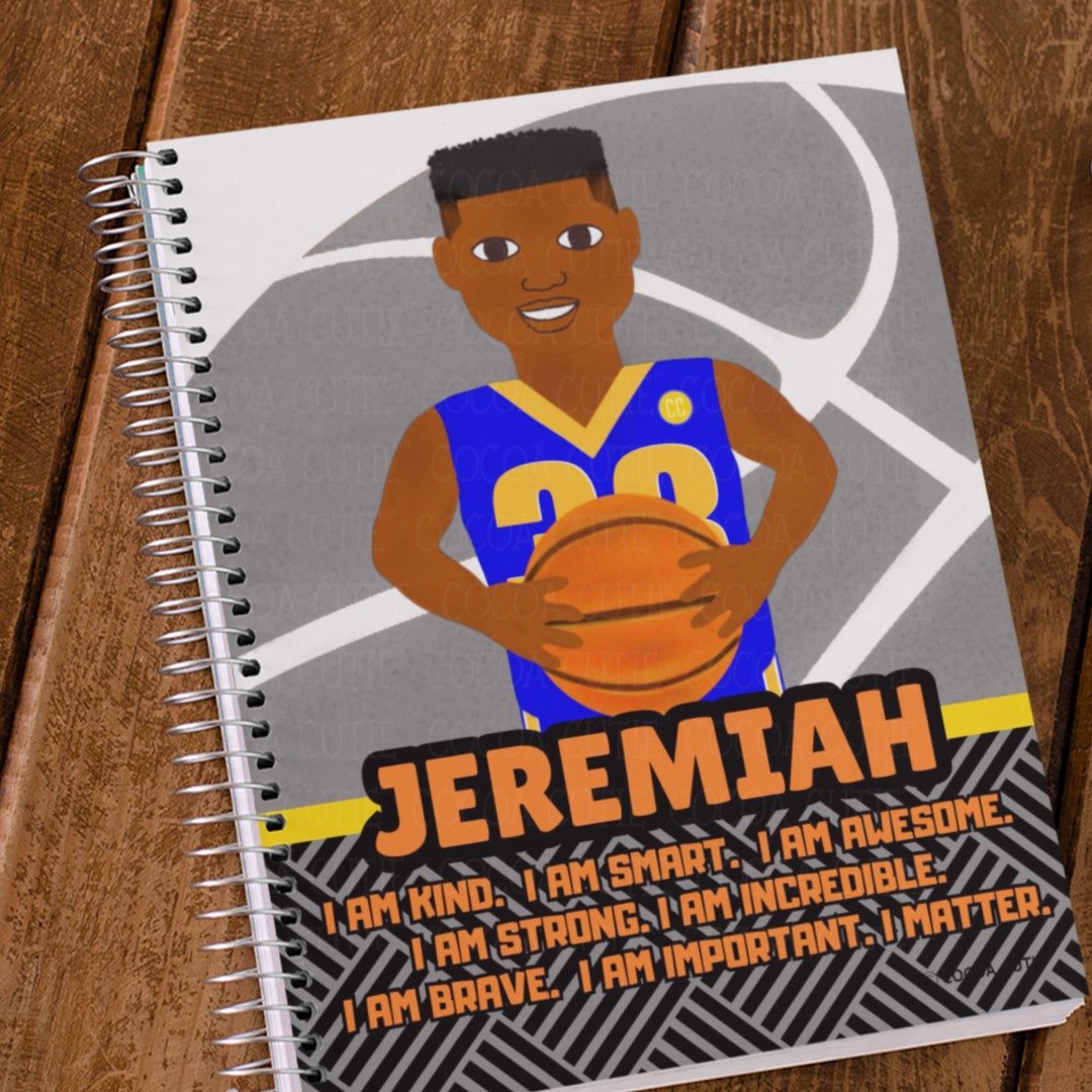 Black Boy Basketball Notebook, Personalized School Affirmations ...