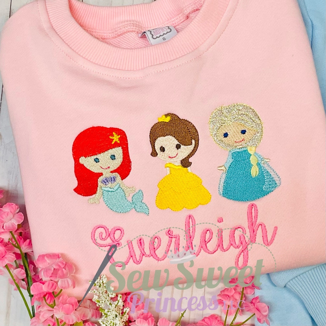 CUSTOM PRINCESS SWEATSHIRT Pick Your Own Princess Embroidery Girl ...