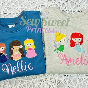 CUSTOM PRINCESS SWEATSHIRT Pick Your Own Princess Embroidery Girl ...