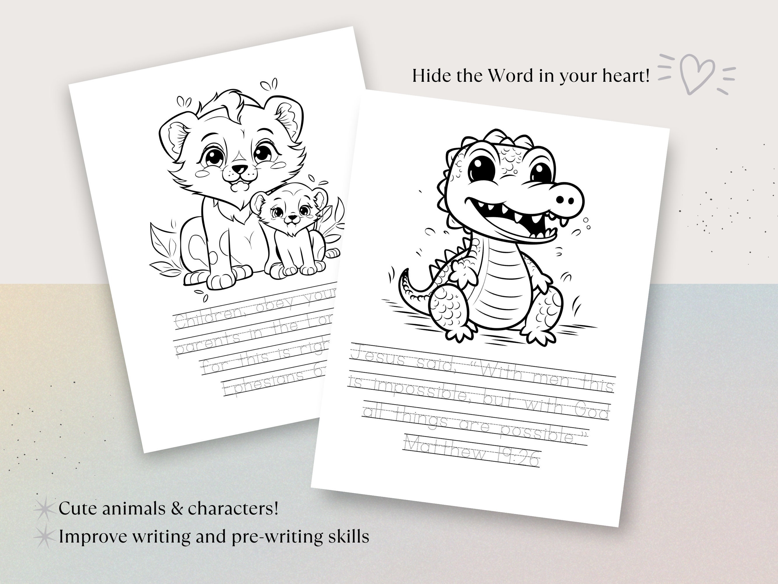 Bible Verse Tracing & Coloring Worksheets, Scripture, Printable Kids ...