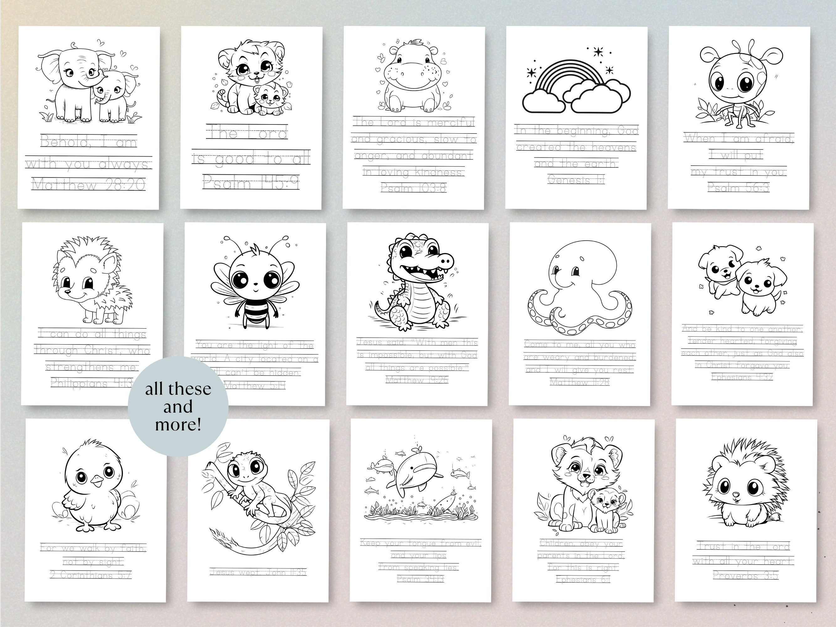 Bible Verse Tracing & Coloring Worksheets, Scripture, Printable Kids ...