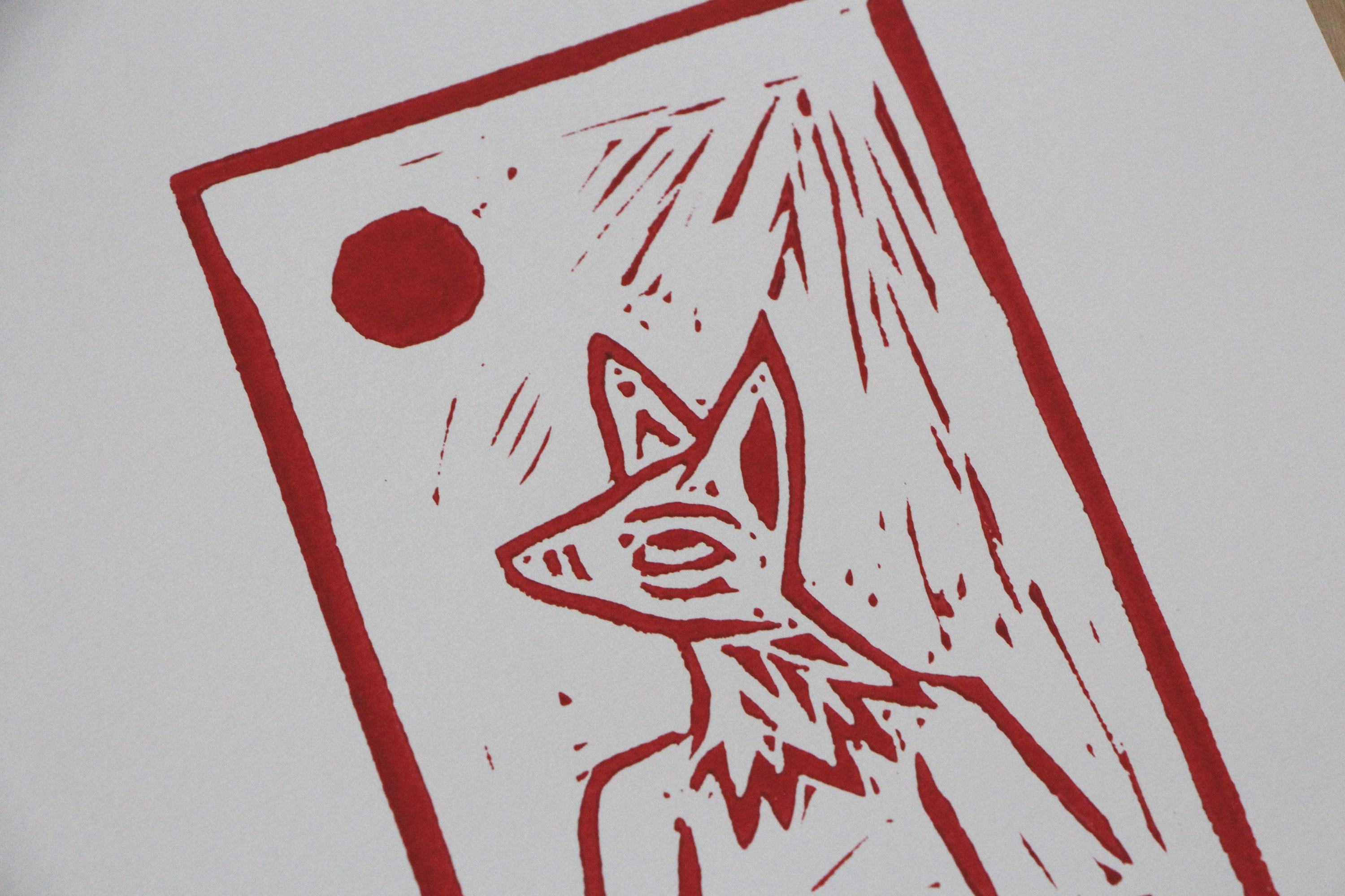 Prints Wood & Linocut Prints Coyote moon phases linocut print Art ...