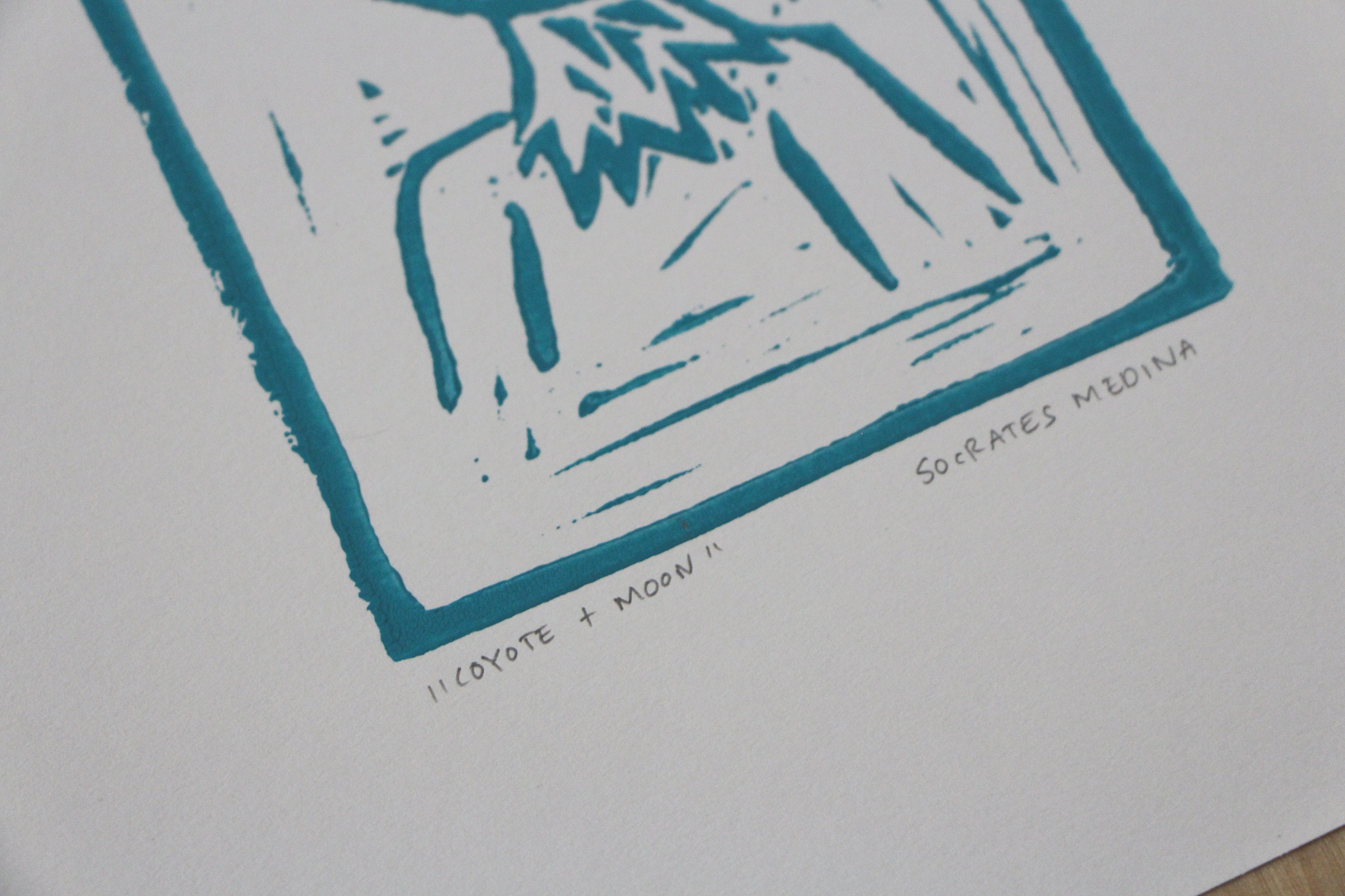 Prints Wood & Linocut Prints Coyote moon phases linocut print Art ...