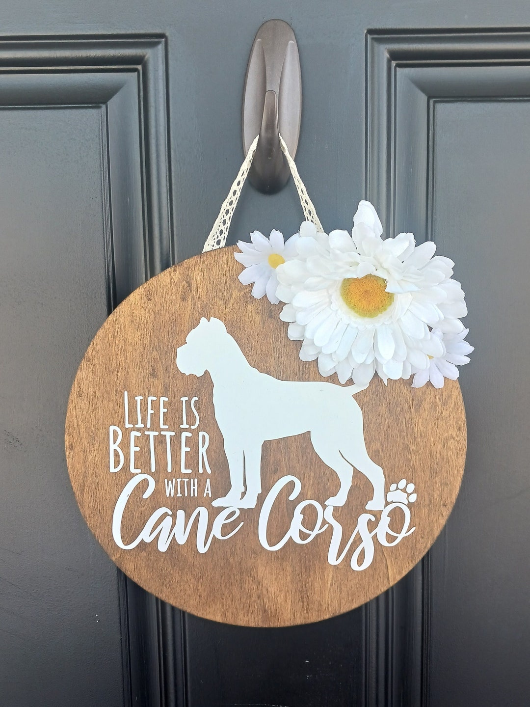 Cane Corso Sign: Wooden Dog Breed Decor With Flowers - Etsy