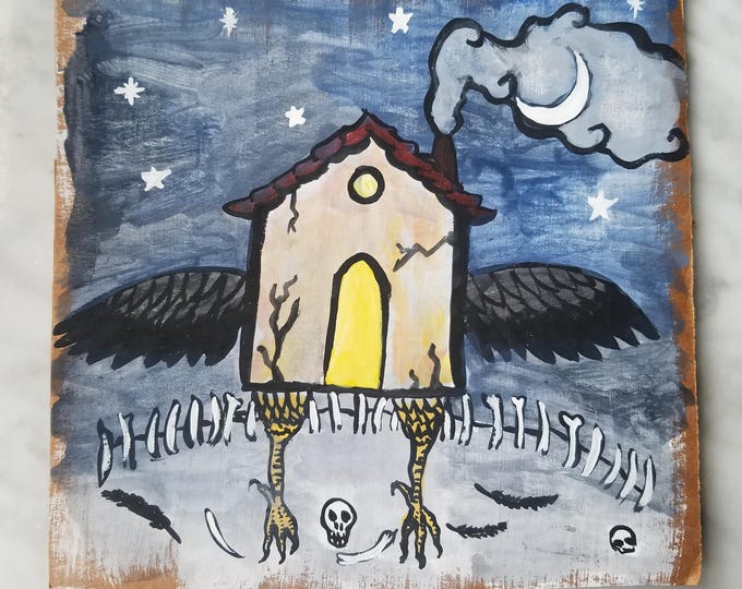 Baba Yagaa's Hut: Original Painting on Cardboard - Etsy