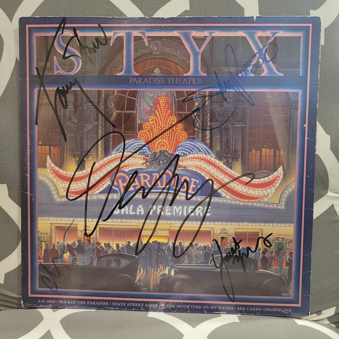 Styx Signed Lp Paradise Theater 1981 , 5 Members, Original Album ...