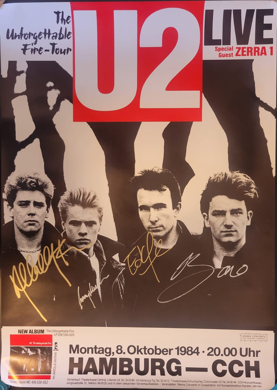 U2 Signed Event Poster the Unforgettable Fire, Original Album, Vintage ...