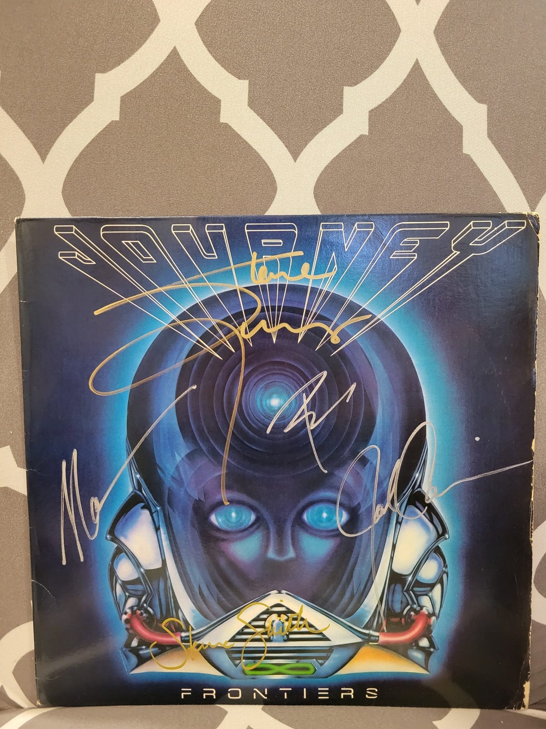Journey Signed Lp Frontiers, 5 Members, Original Album, Vintage Vinyl ...