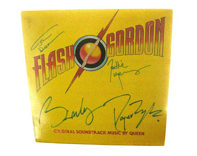 Queen Signed Lp Flash Gordon 1980 4 Members Freddie Mercury - Etsy