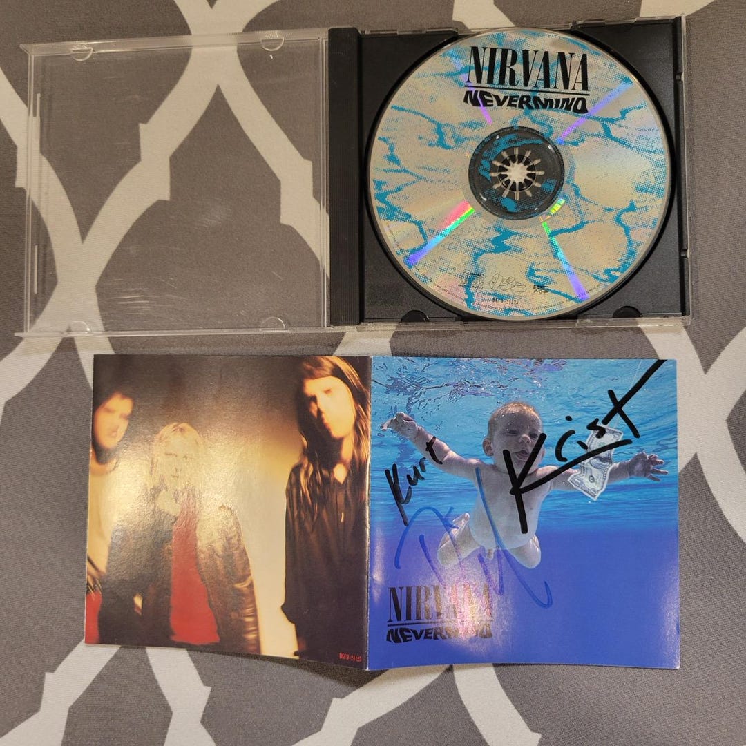 Nirvana Signed Cd Nevermind, 3 Members, Original, Vintage, Great Gifts ...