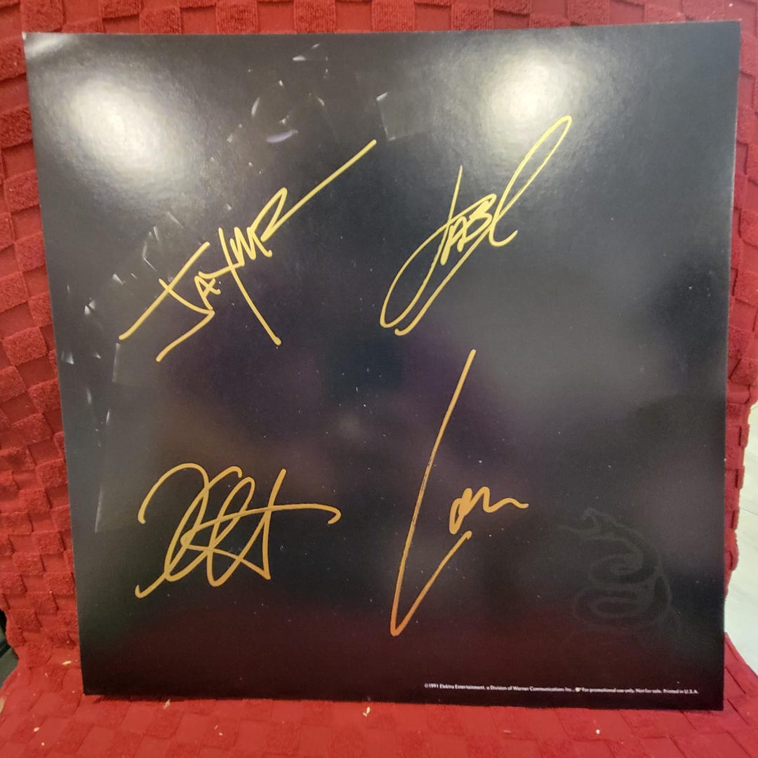 Metallica Signed 12 Inch Promo Flat Black, 4 Members, Original, Vintage ...