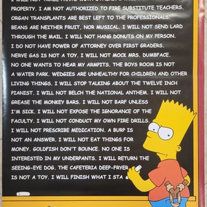 The Simpsons Signed Poster Bart Simpson Blackboard, Matt Groening ...
