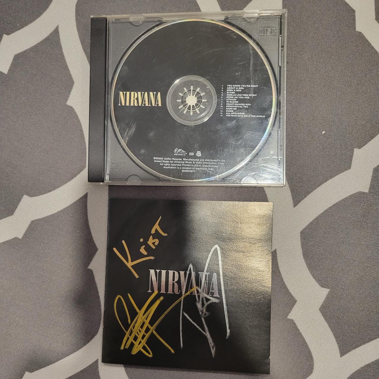 Nirvana Signed Cd Greatest Hits, 3 Members, Original, Vintage, Great ...