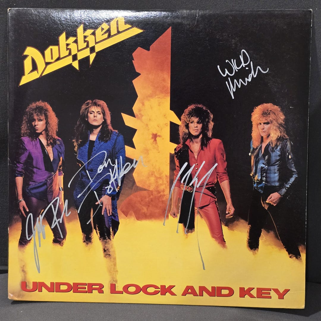 Dokken Signed Lp Under Lock and Key Ludwig Masterdisk, 4 Members ...
