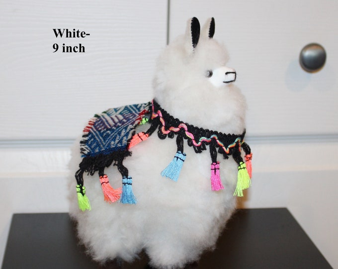 9 IN Handmade Alpaca Stuffed Animal Plush With Removable Blanket and ...