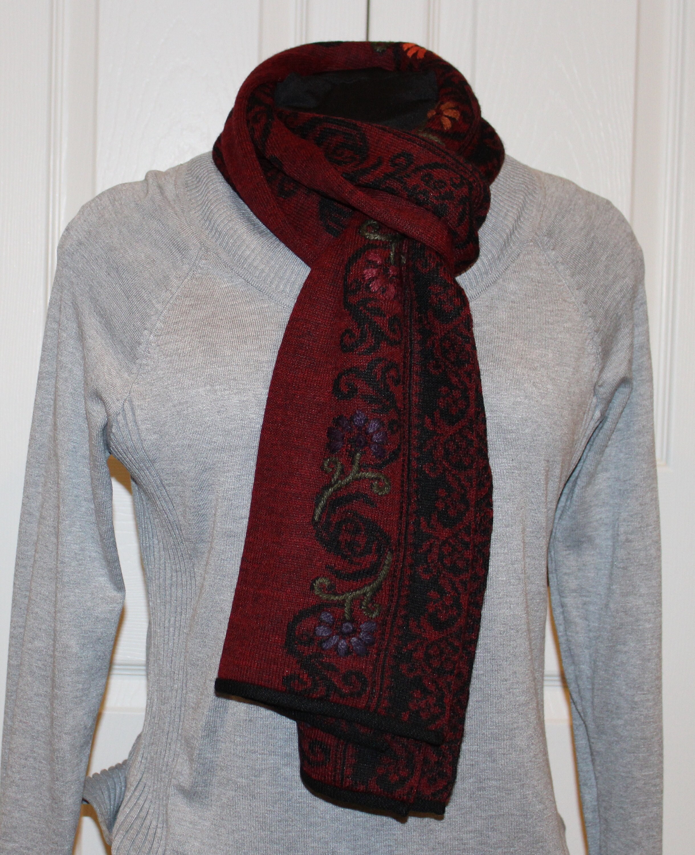 100% Alpaca Reversible Scarf | Flower Reversible Scarf | Reversible ...