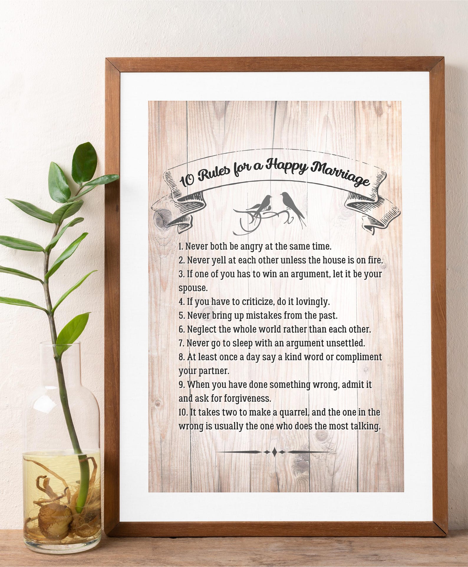 Happy Marriage Rules Sign, Farmhouse Style, Inspirational Quote ...