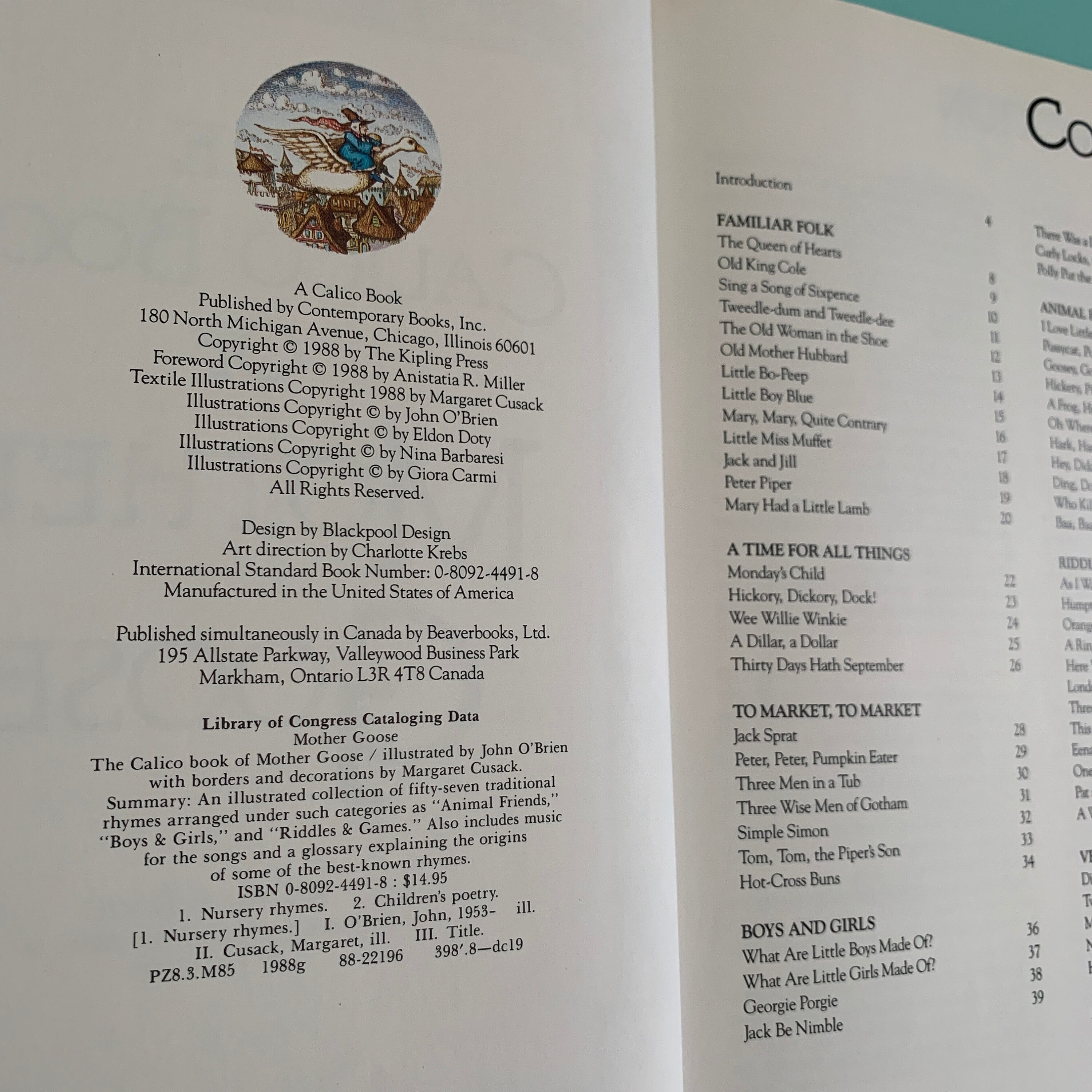 The Calico Book of Mother Goose 1988 Edition - Etsy