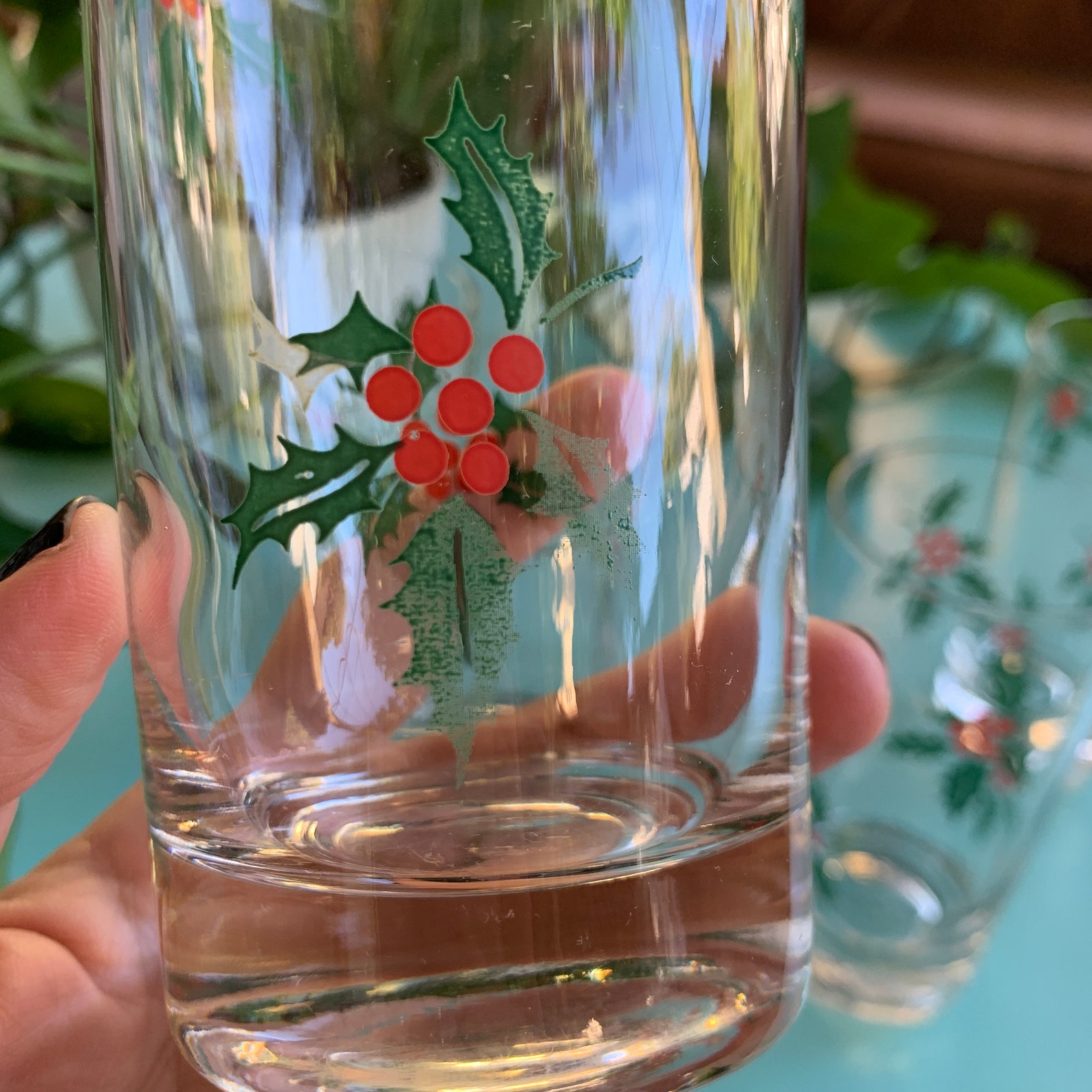 Vintage Drink Glass Holly Vintage Christmas Glasses Set of - Etsy