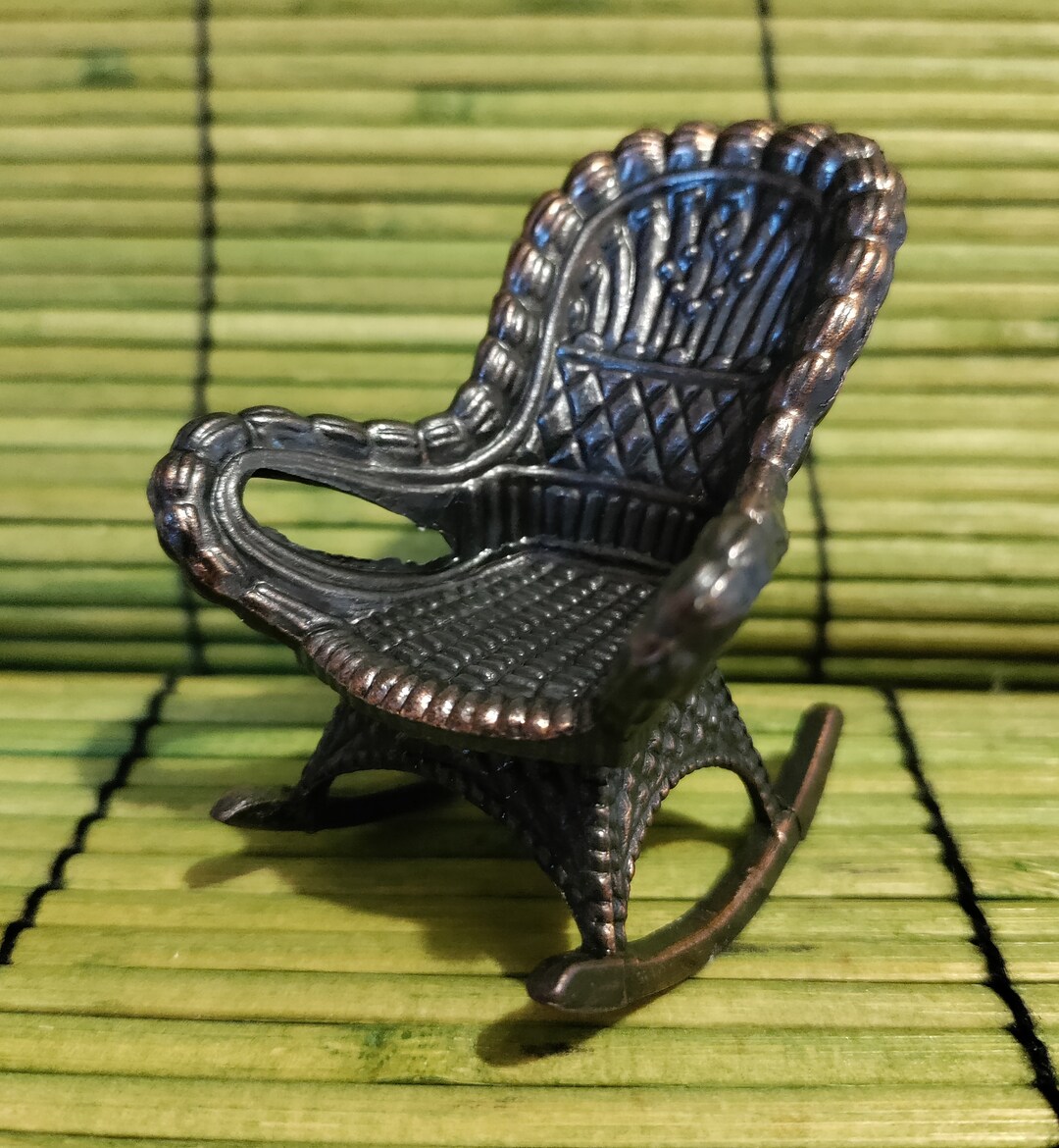 A Vintage Miniature Metal Rocking Chair is Marked 1976. Originally an ...