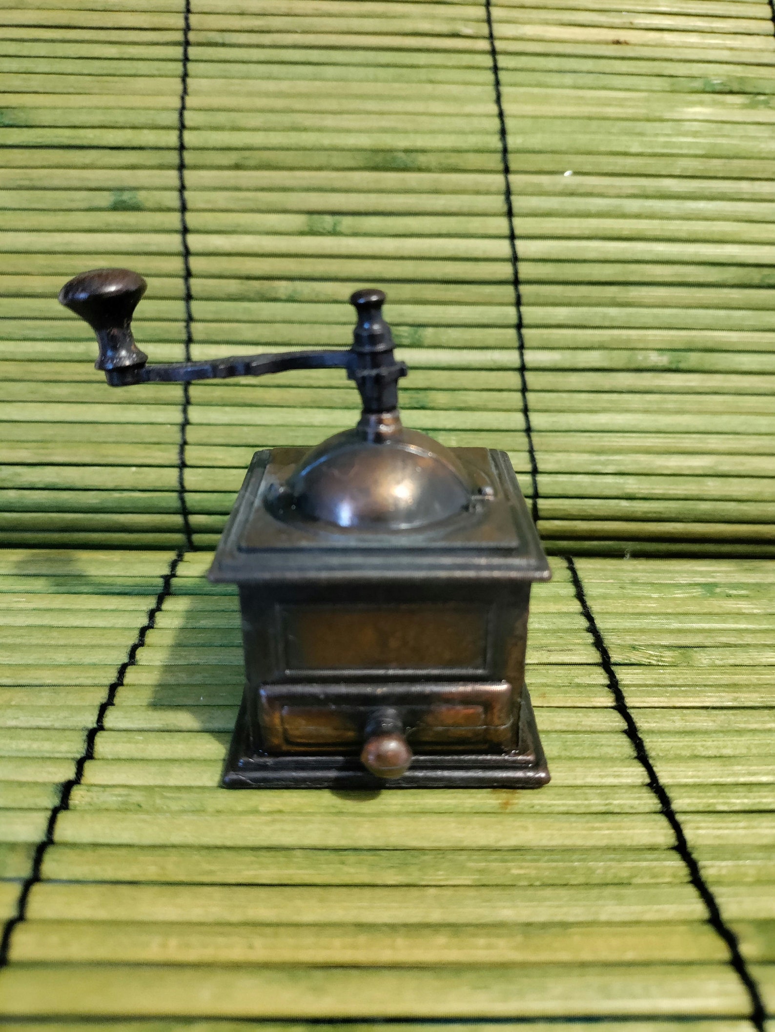 A Vintage Miniature Metal Coffee Grinder Dates to the 1970s. Coppery ...