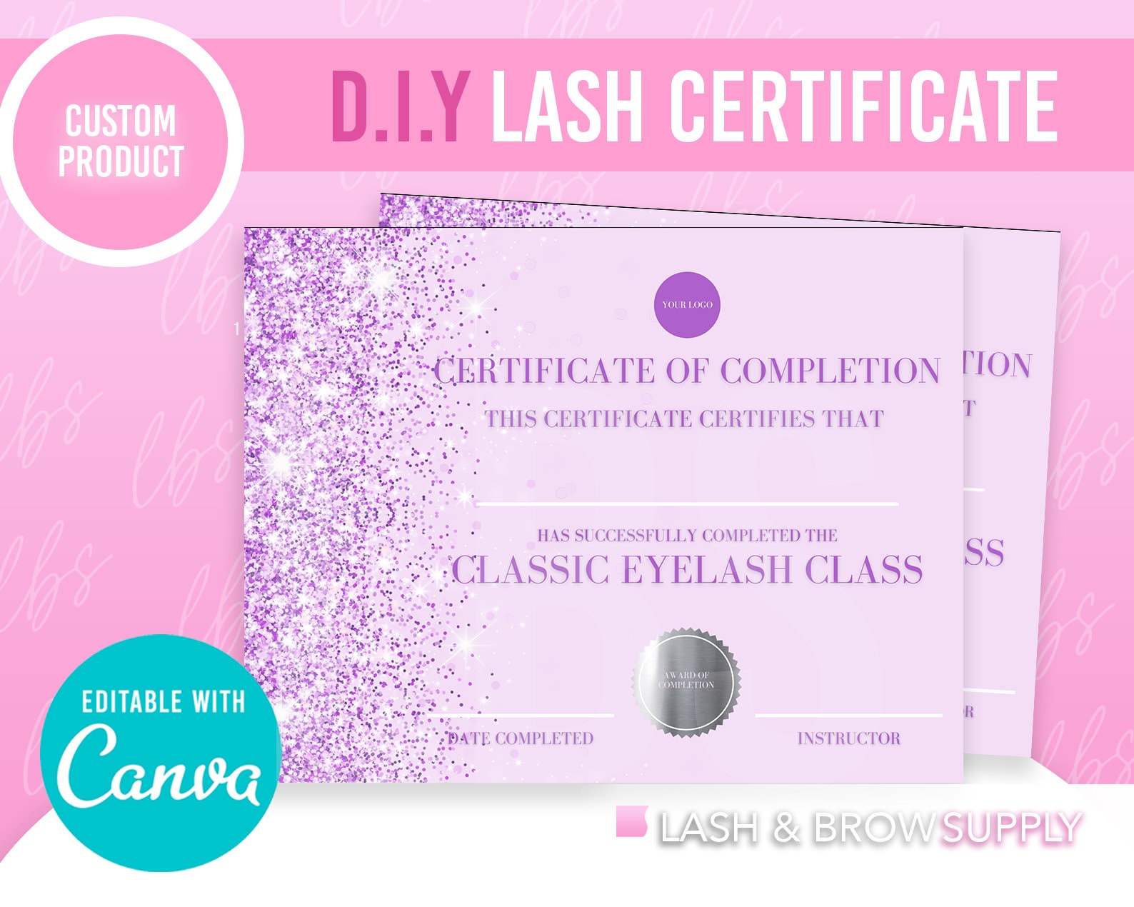 Eyelash Certificate, Lash Certificate, Lash Tech Certificate,premade ...