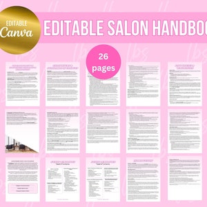 Editable Salon Handbook, Staff Guide, Employee Handbook, Employees ...